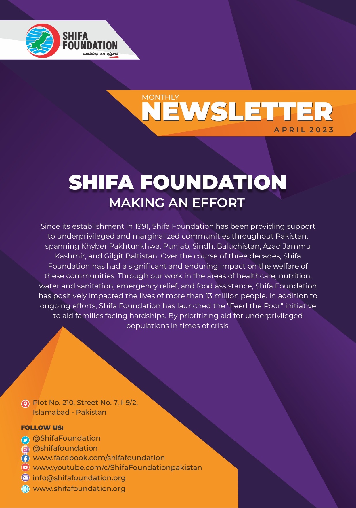 Newsletter April 2023 | Shifa Foundation | Charity and Fund Raising Organization
