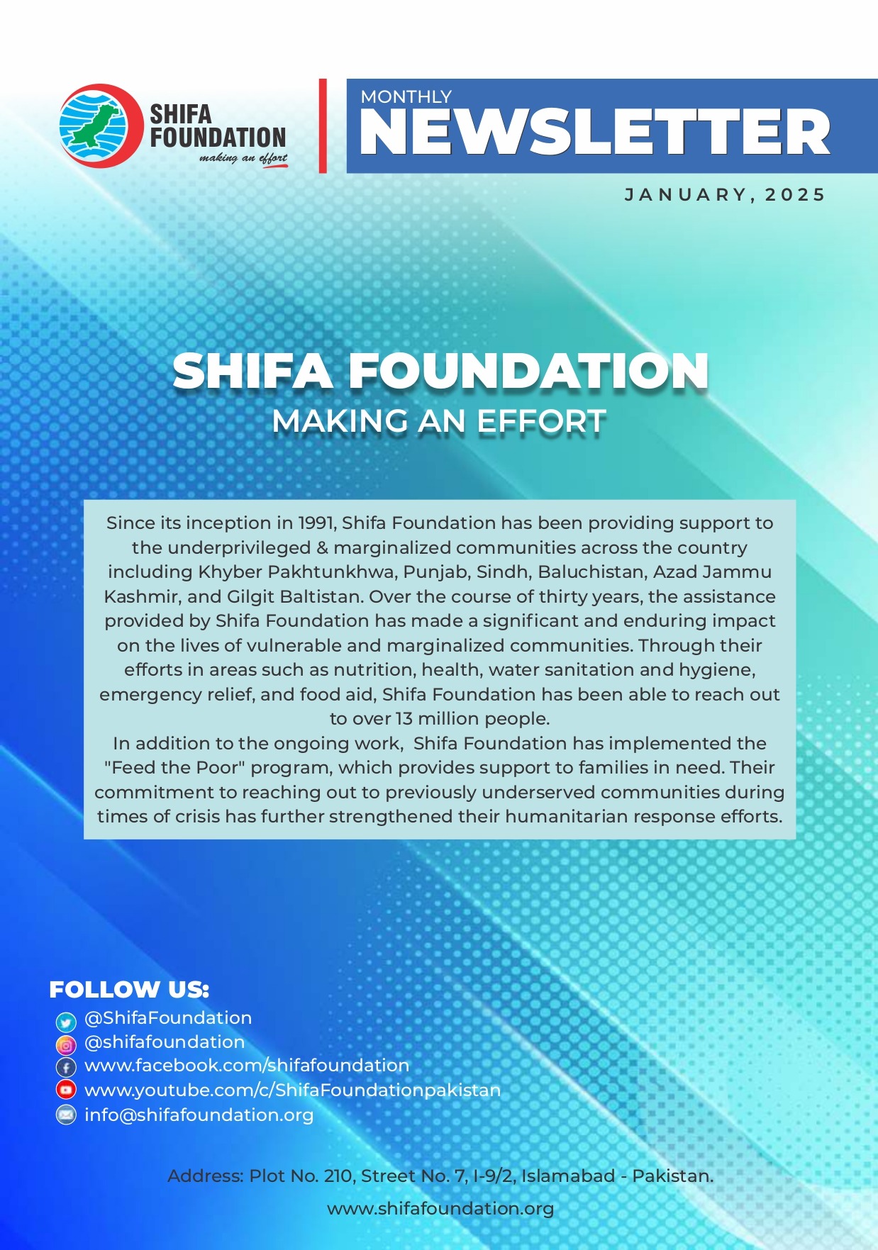 Newsletter January 2025 | Shifa Foundation | Charity and Fund Raising Organization