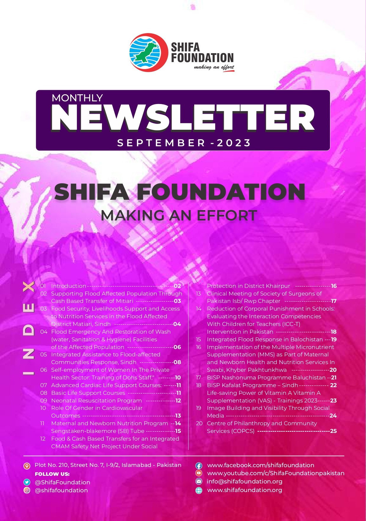 Newsletter September 2023 | Shifa Foundation | Charity and Fund Raising Organization